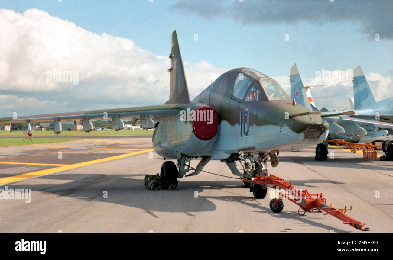 Sukhoi Su-25TK '10 Blue', at the SBAC Farnborough International Air ...
