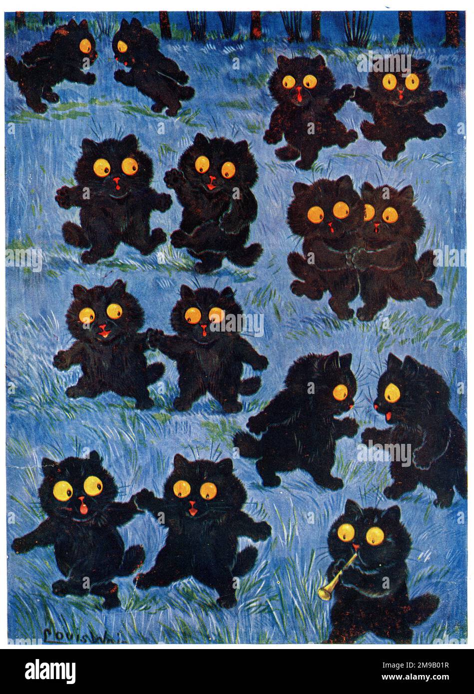 Dancing Night Cats by Louis Wain Stock Photo - Alamy