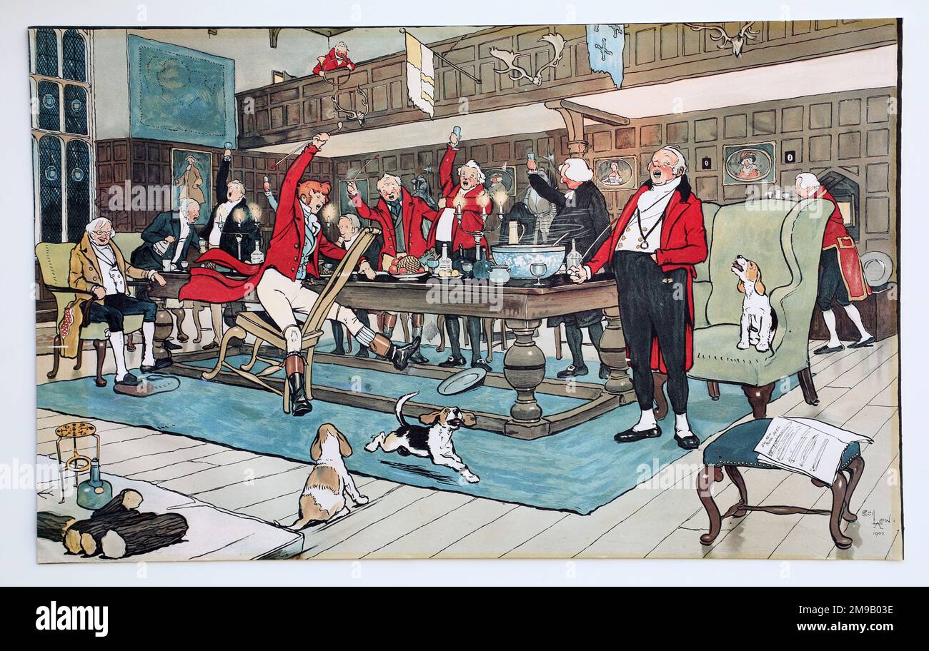 The Fallowfield Hunt Supper by Cecil Aldin Stock Photo - Alamy