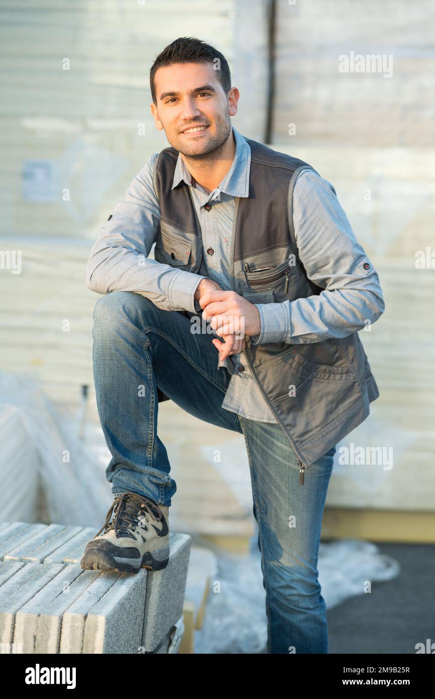 a warehouse workers outside factory Stock Photo - Alamy
