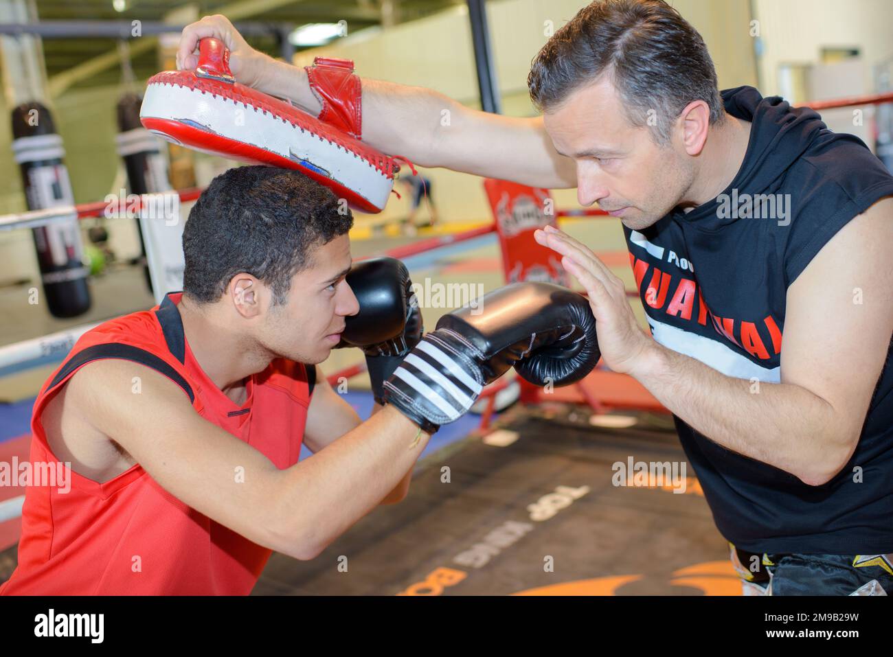 a coach and boxing student Stock Photo - Alamy