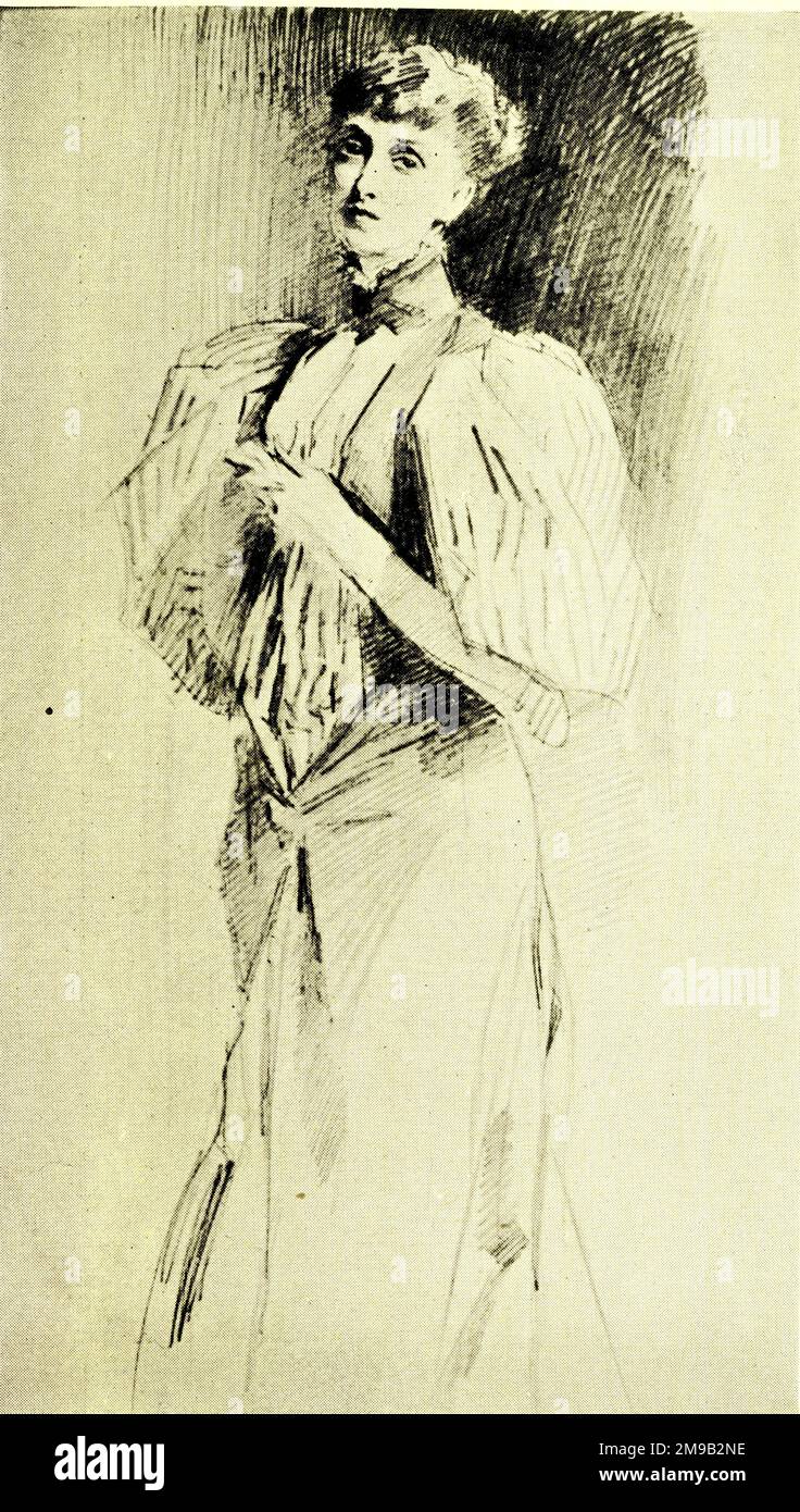 Alice Meynell, writer, drawing by John Singer Sargent Stock Photo - Alamy