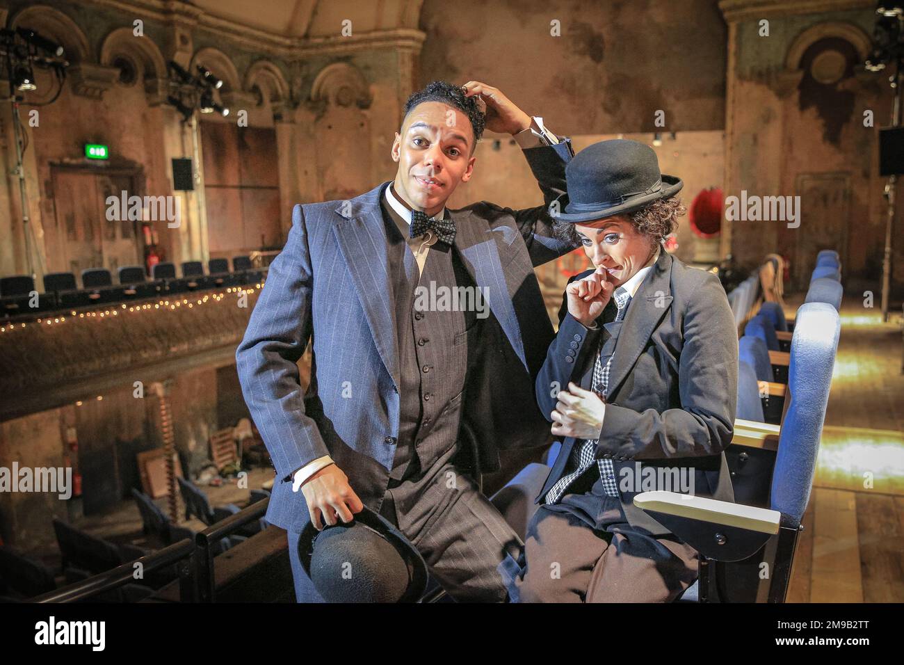 London, UK. 17th Jan, 2023. Jerone Marsh-Reid (Stan Laurel) and ...