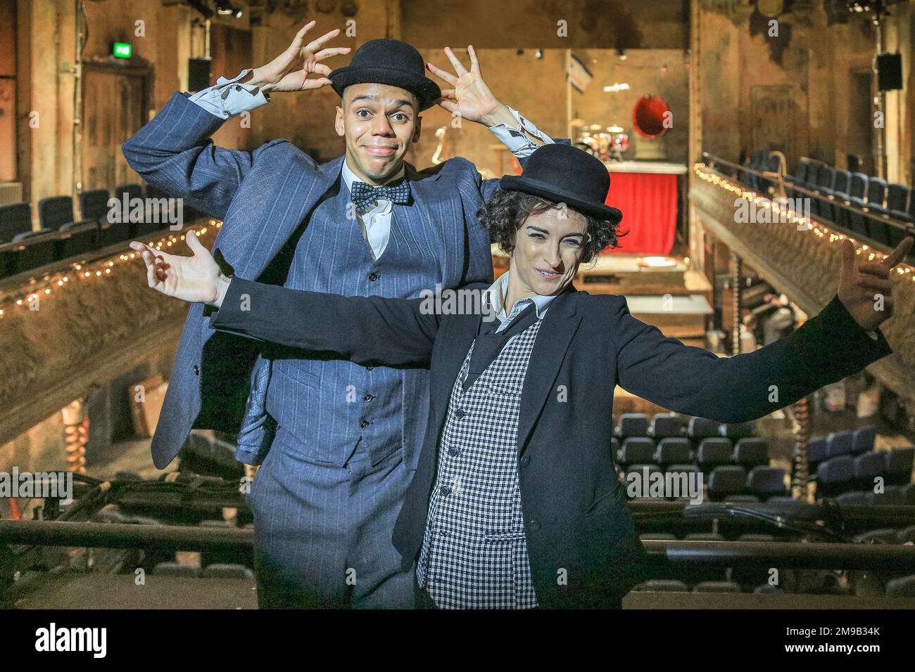 London, UK. 17th Jan, 2023. Jerone Marsh-Reid (Stan Laurel) and ...