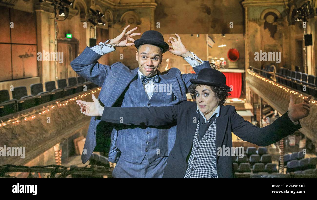 London, UK. 17th Jan, 2023. Jerone Marsh-Reid (Stan Laurel) and ...