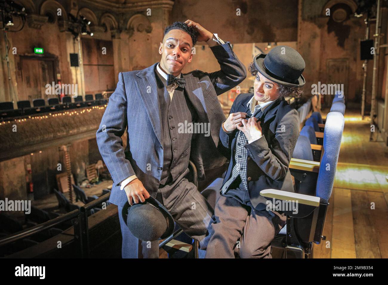 London, UK. 17th Jan, 2023. Jerone Marsh-Reid (Stan Laurel) and ...