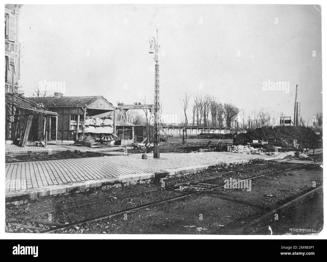 Bomb damage at Maubeuge station, Belgium Stock Photo - Alamy