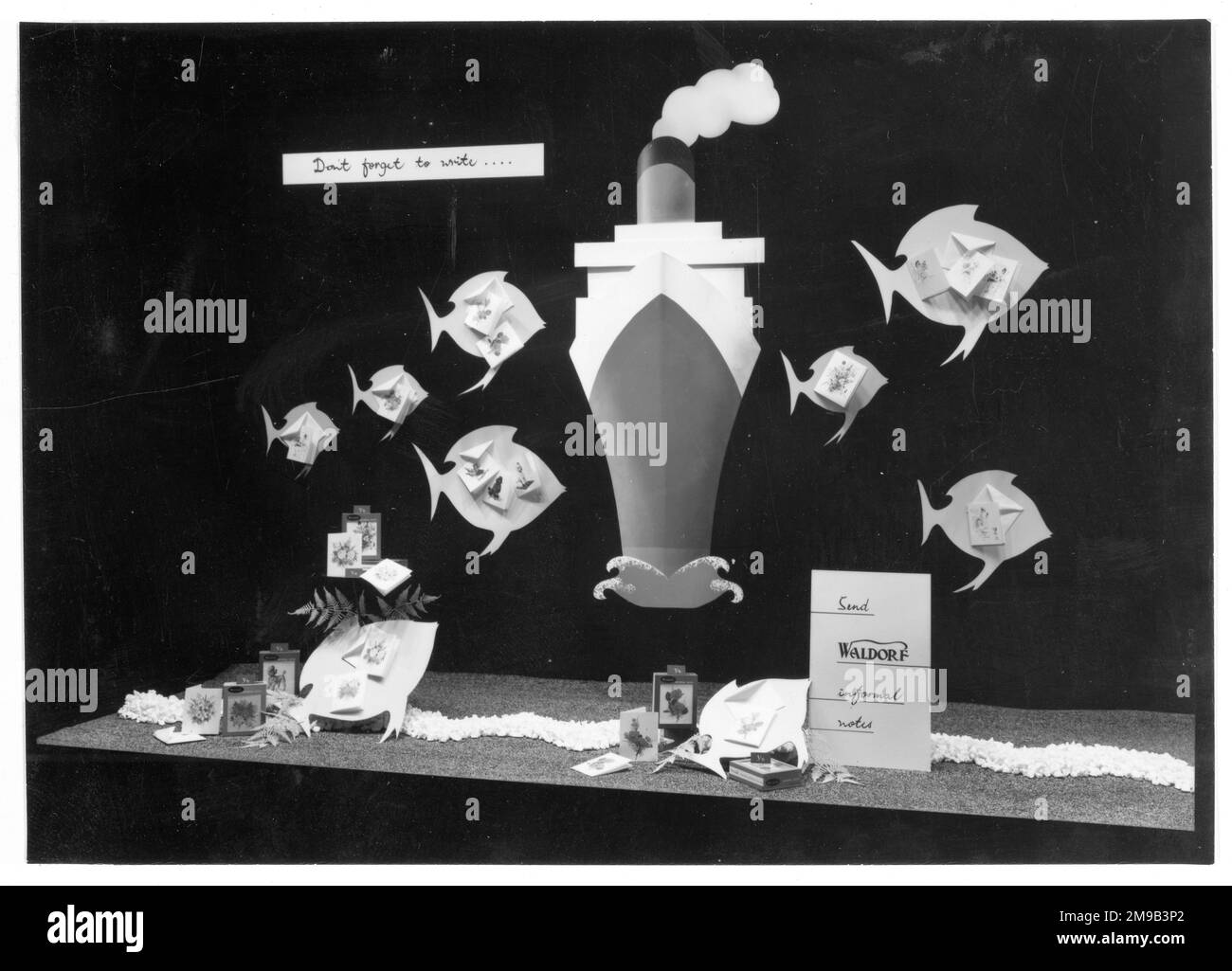 Waldorf writing paper window display: Liverpool department store, Owen ...