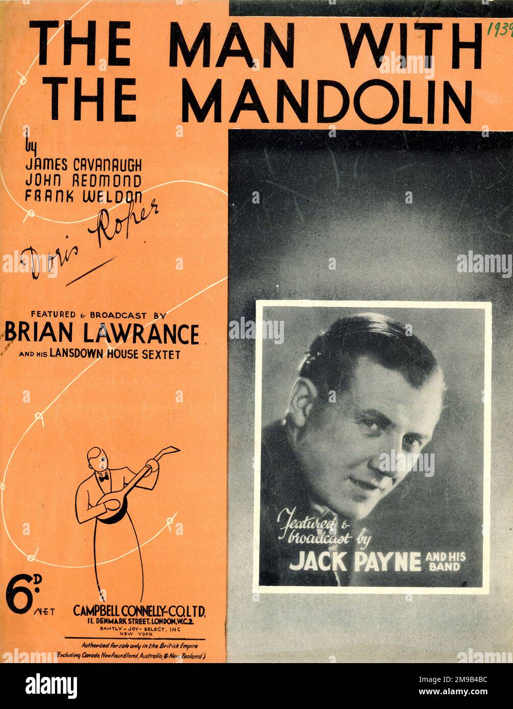 Music cover, The Man with the Mandolin, by James Cavanaugh, John ...