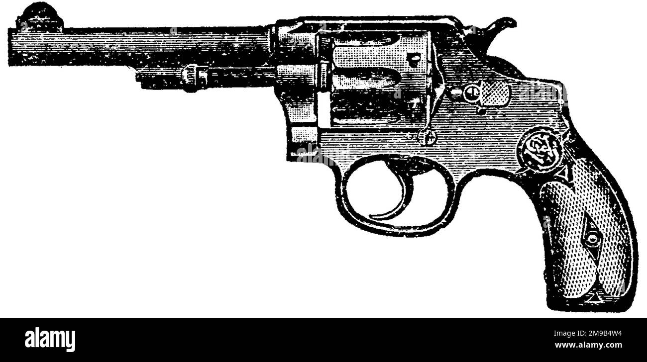 Smith and Wesson Revolver, Vintage Engraving. Old engraved illustration ...