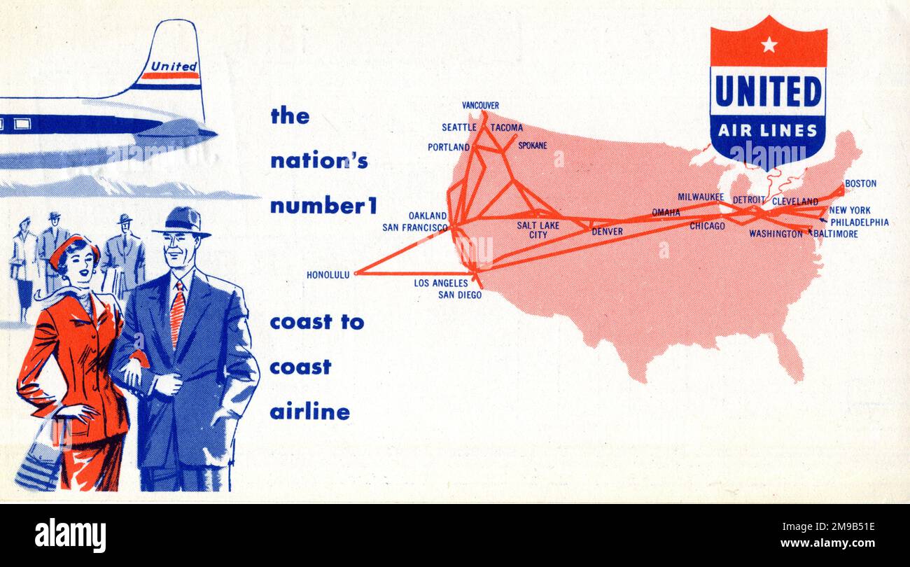 Passenger ticket wallet, United Airlines (back Stock Photo - Alamy