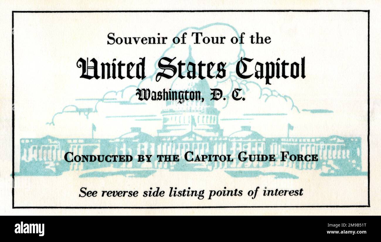 Souvenir of Tour of the United States Capitol, Washington DC, USA Stock ...
