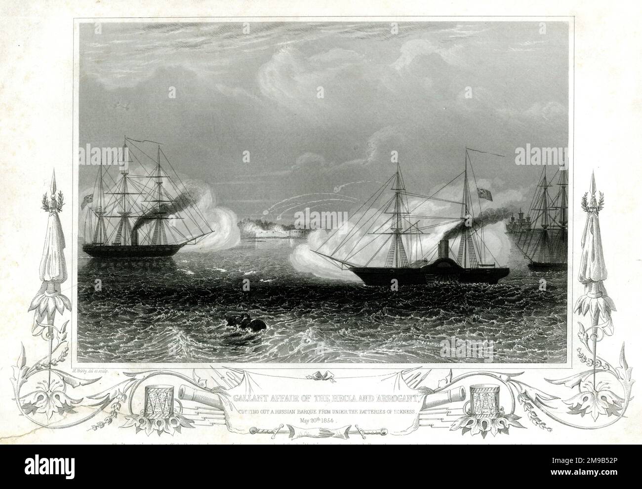 Gallant Affair of the Hecla and Arrogant, 20 May 1854 - cutting out a ...