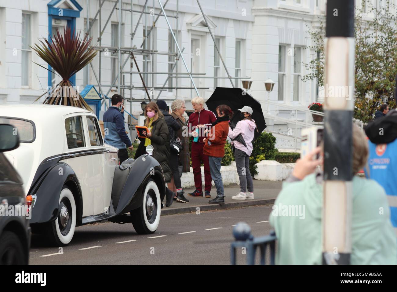 Actor Steve Coogan filming a BBC drama the Reckoning in Llandudno North ...