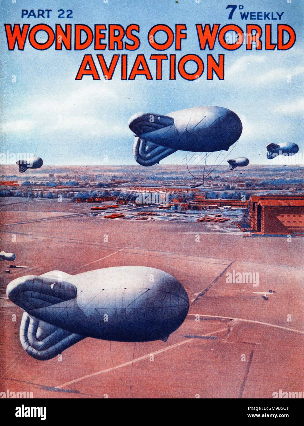 Barrage balloons protecting RAF station, Cardington, Bedfordshire Stock ...