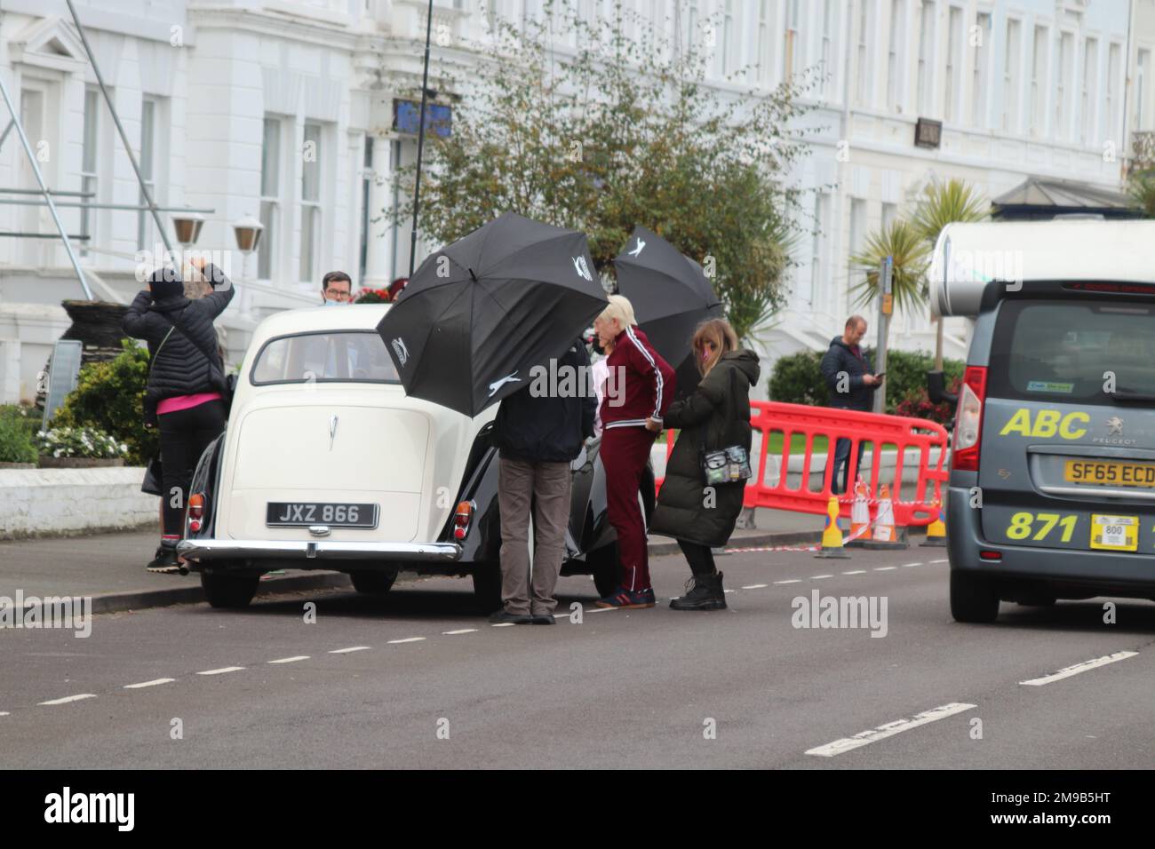 Actor Steve Coogan filming a BBC drama the Reckoning in Llandudno North ...