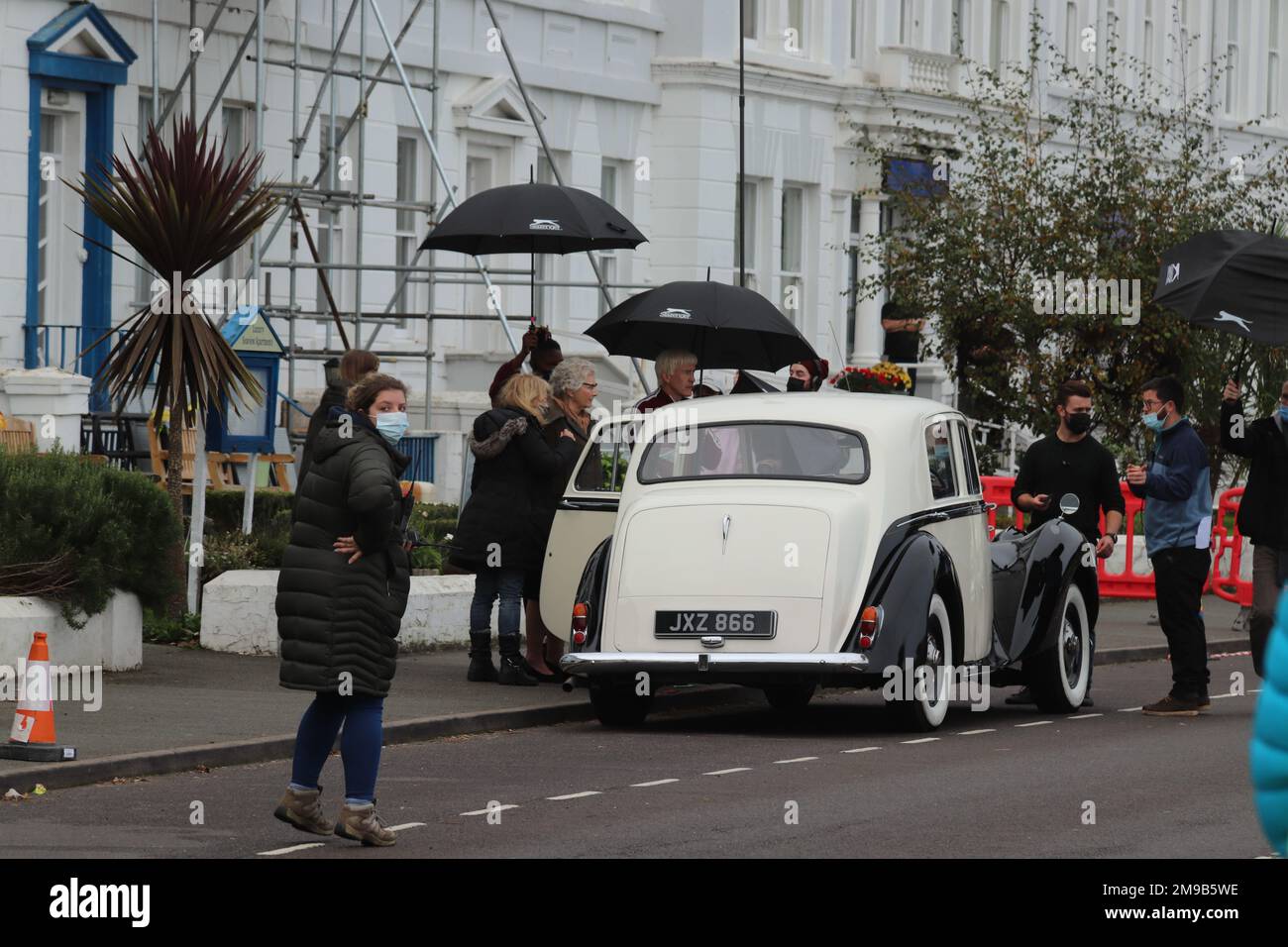 Actor Steve Coogan filming a BBC drama the Reckoning in Llandudno North ...
