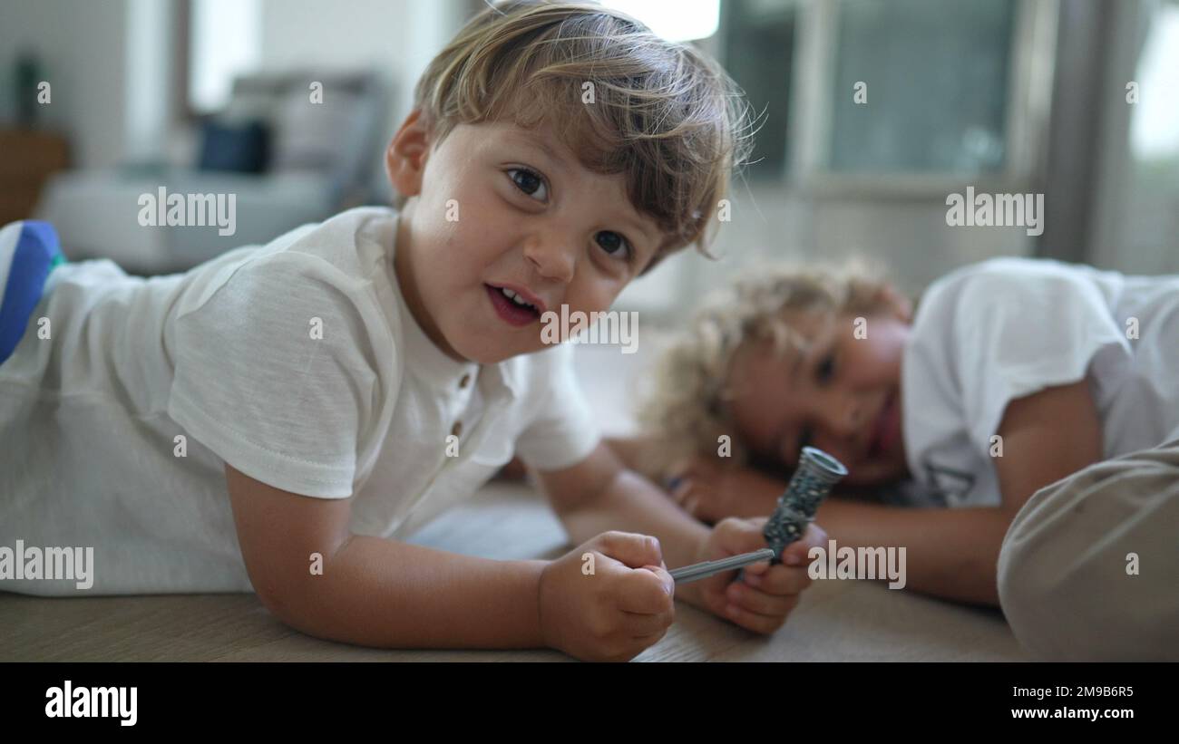 Two kids together, baby brothers siblings blond children Stock Photo ...