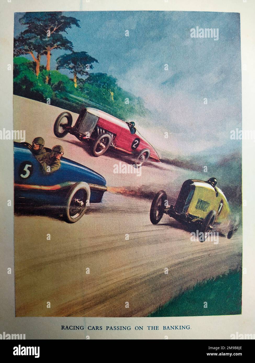 The Motor Picture Book, Racing Cars Passing on the Banking Stock Photo ...