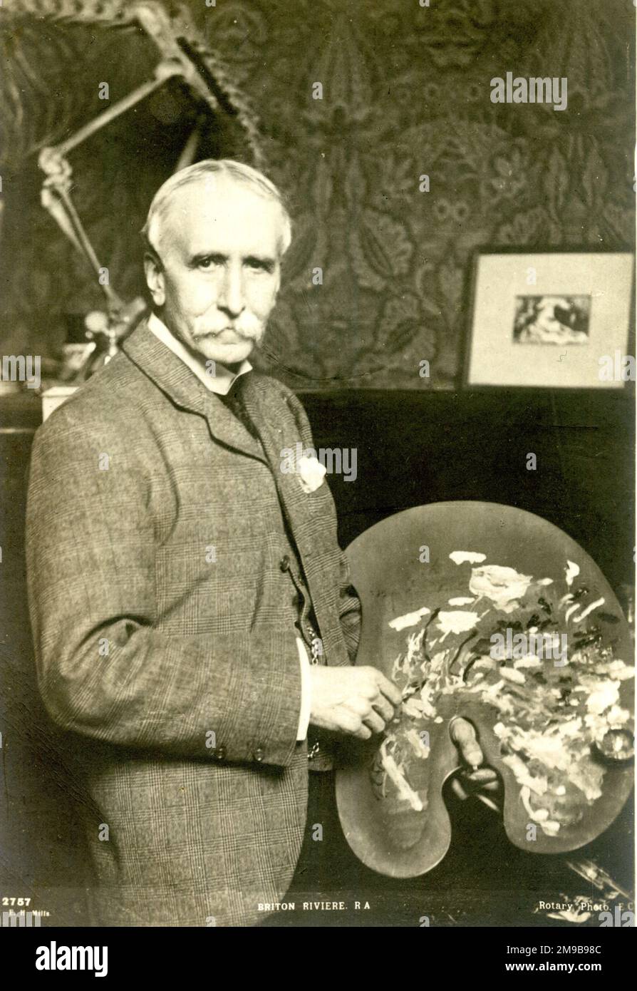 Briton Riviere RA, artist , holding a palette Stock Photo - Alamy