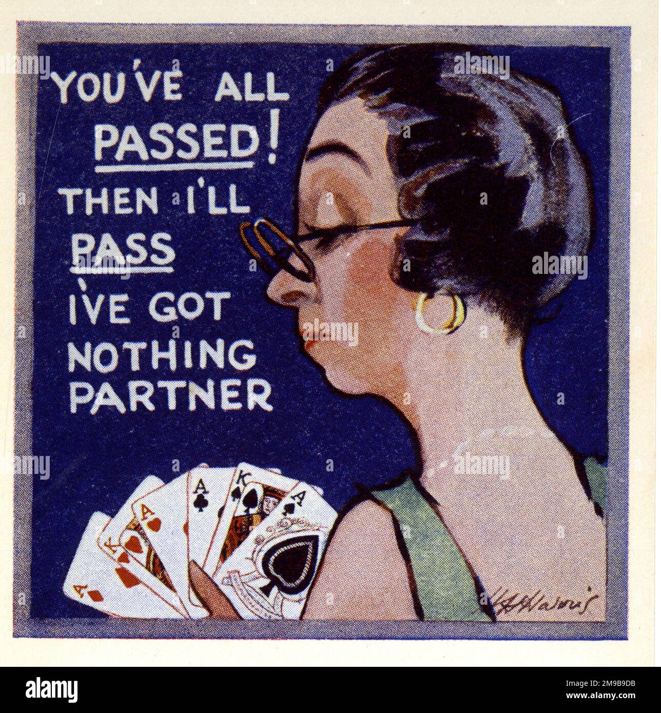 Comic Score Card for Bridge Playing Card Game No. 6 Stock Photo - Alamy