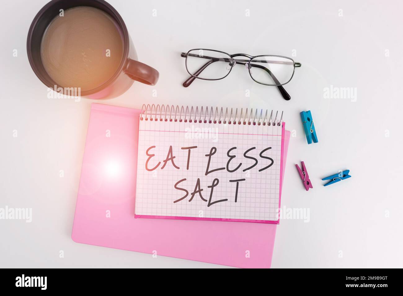 Text showing inspiration Eat Less Salt. Business showcase reducing the ...