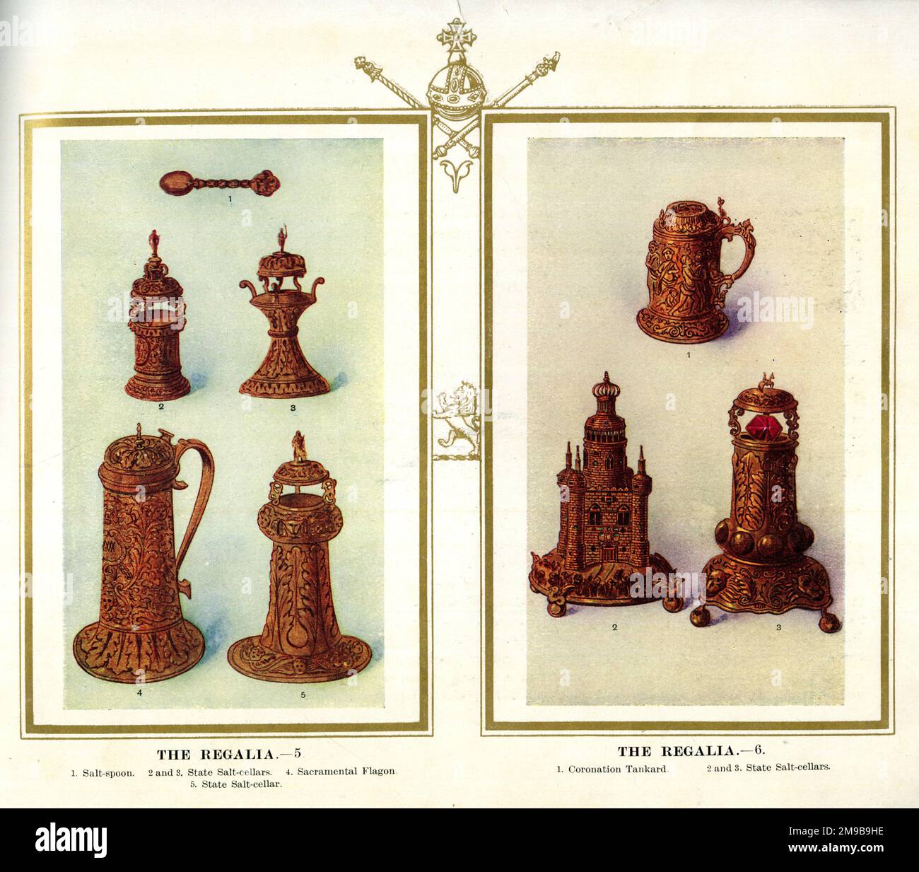 Royal Regalia 5 and 6 - spoon, cellars, flagon, tankard Stock Photo - Alamy