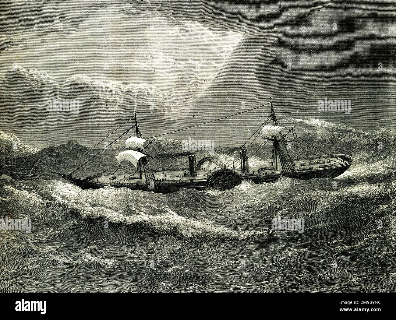 The Cunard Steamer Scotia, in its day the largest transatlantic paddle ...