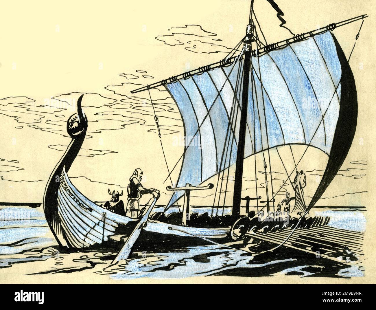Viking ship, longboat, original artwork Stock Photo - Alamy