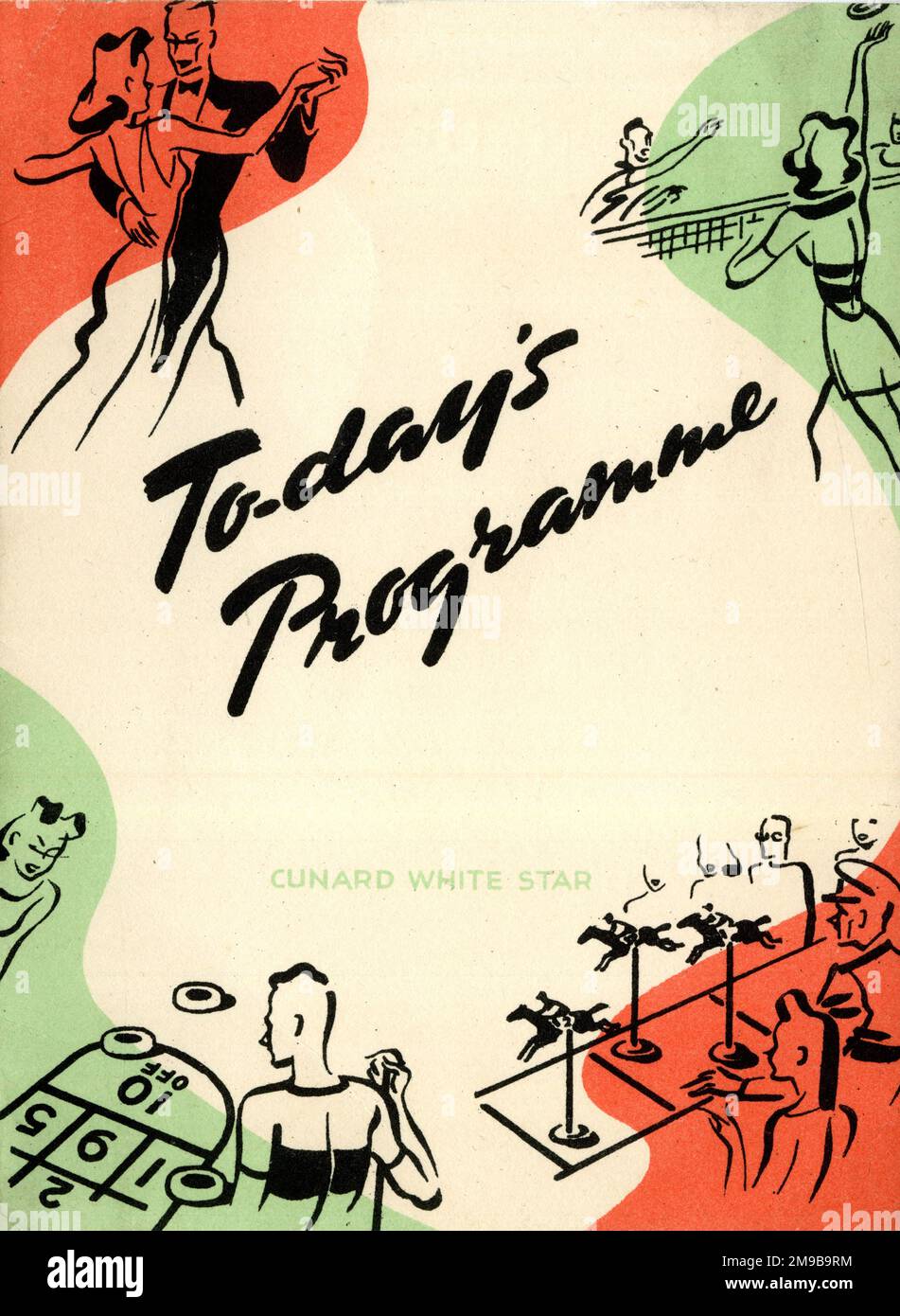 Cunard White Star, RMS Queen Mary, Programme of Events, cover design ...