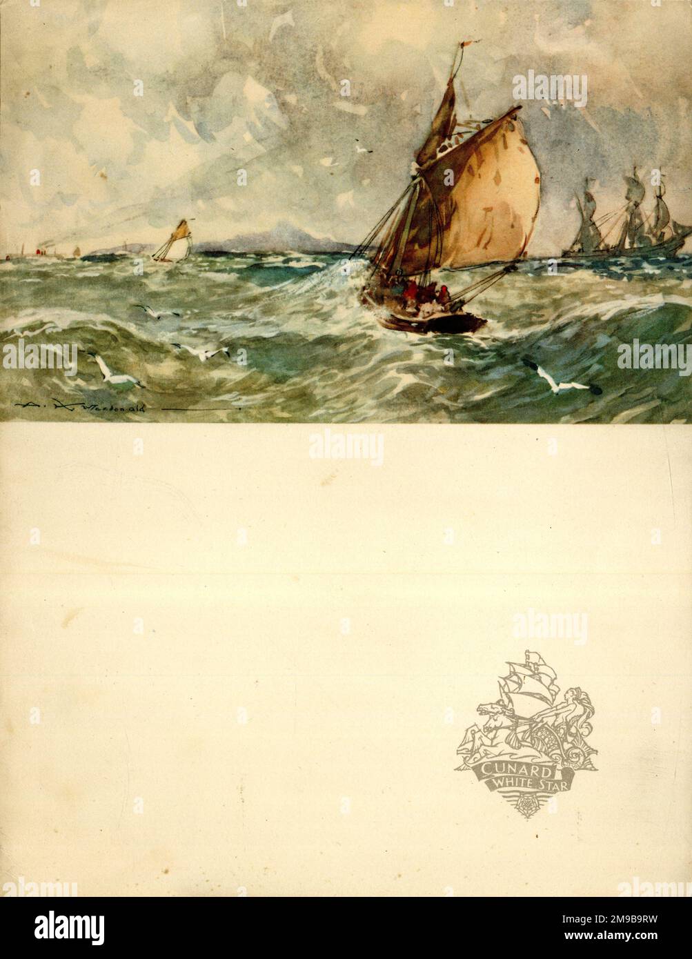 Cunard White Star, RMS Queen Mary, Dinner Menu cover design, 3 June ...