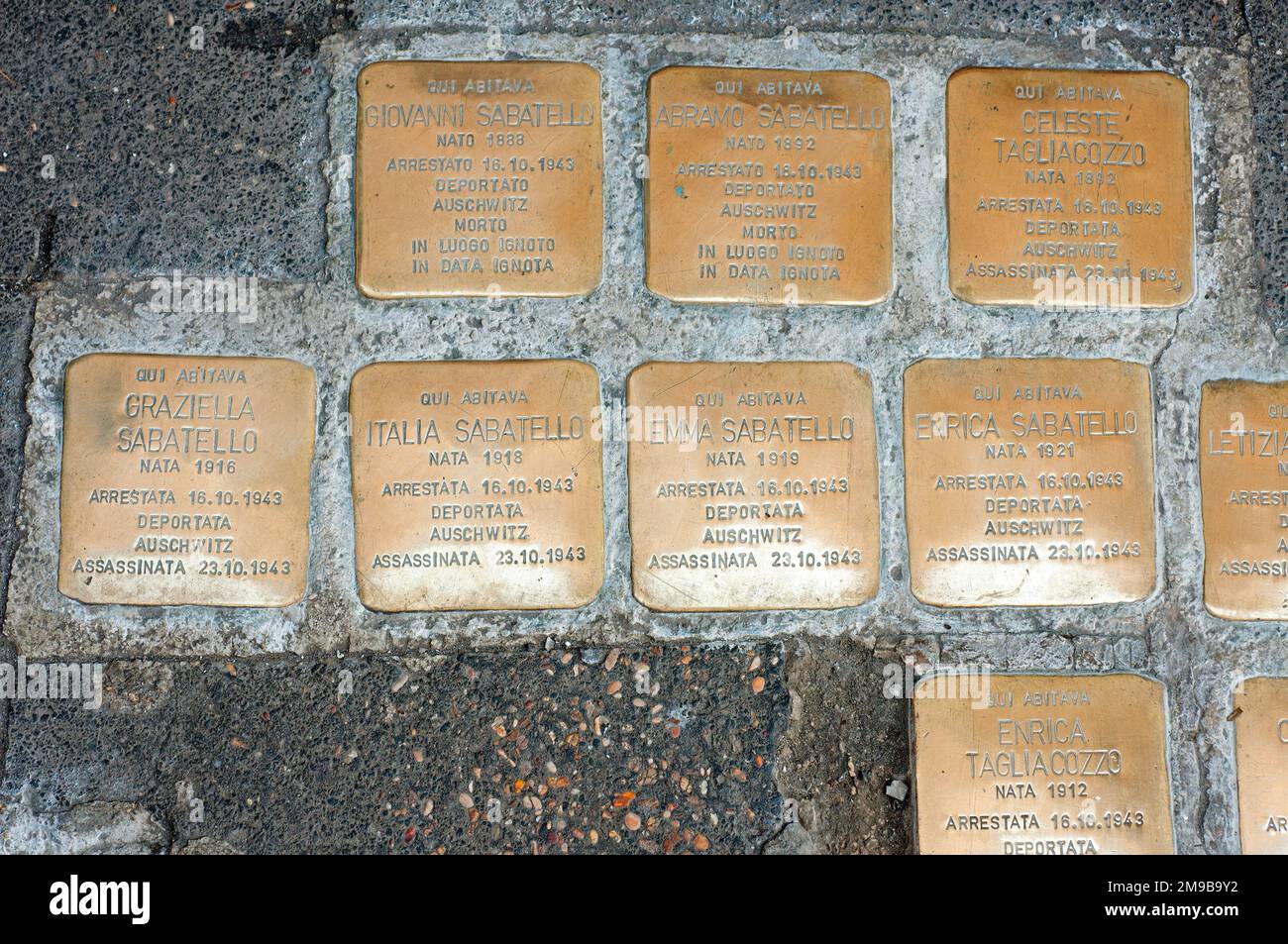 Stolpersteine, commemorative brass cobblestones for victims of Shoah in ...