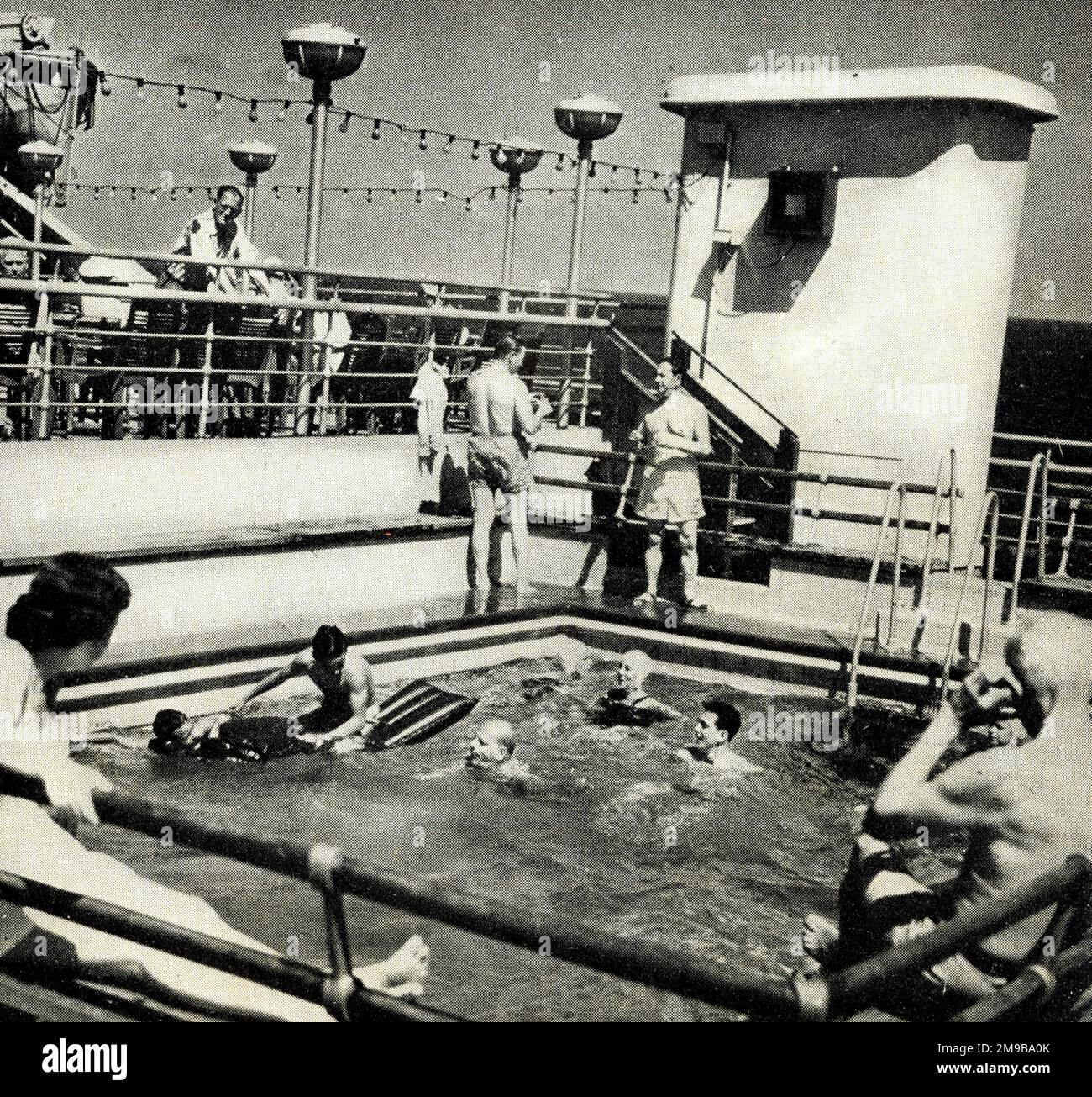 Open air swimming pool on a cruise liner, January 1949 Stock Photo - Alamy