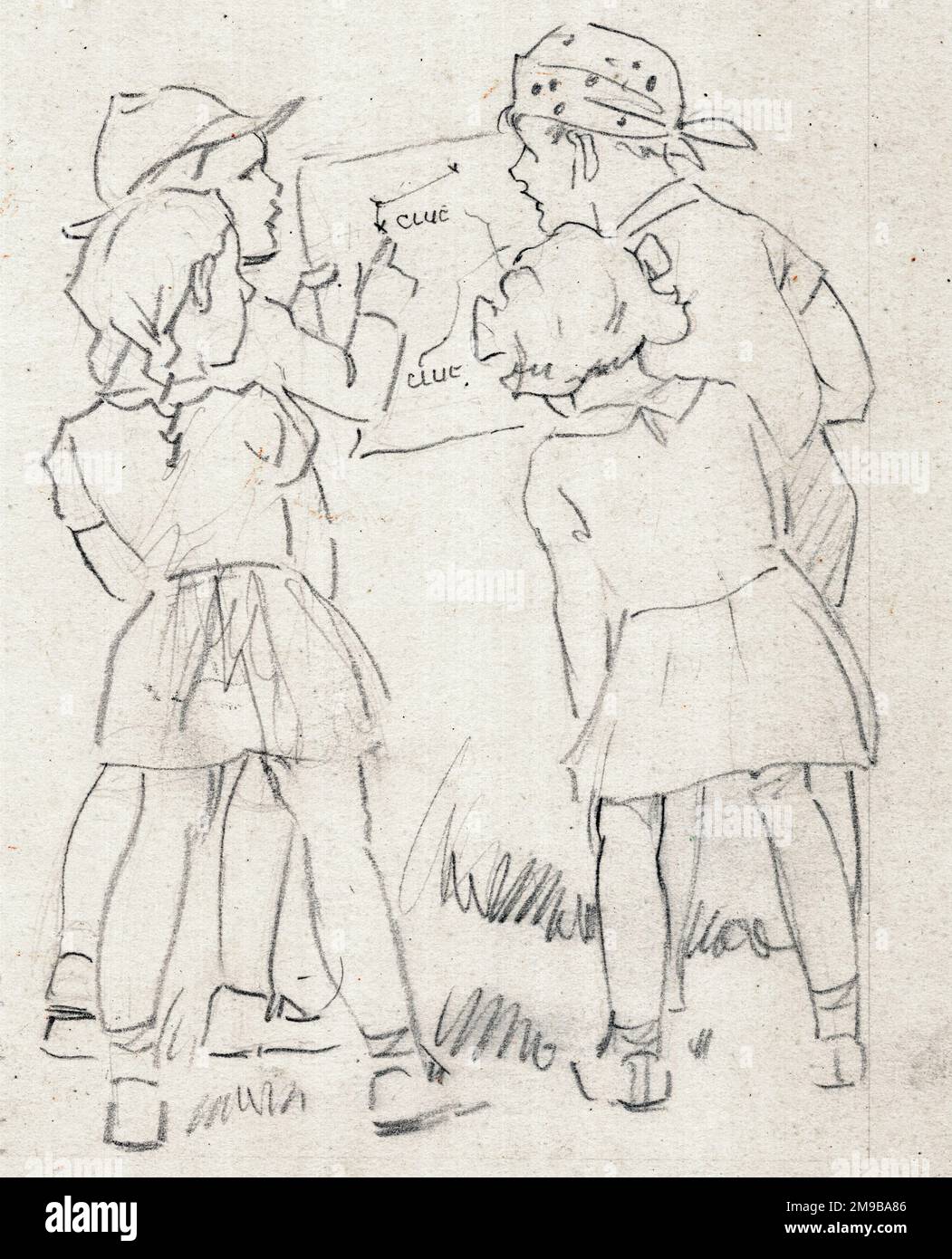 Children looking at Treasure Hunt Map Stock Photo - Alamy