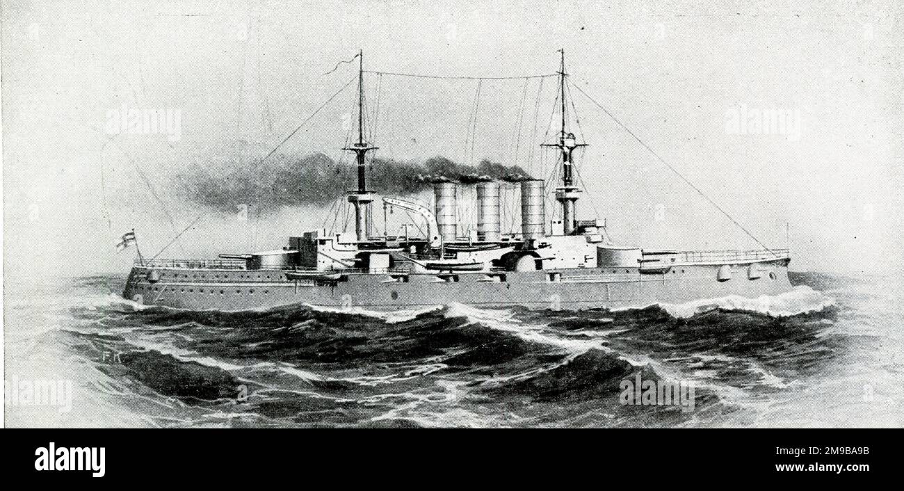 German pre-dreadnought battleship, SMS Braunschweig, launched in 1902 ...