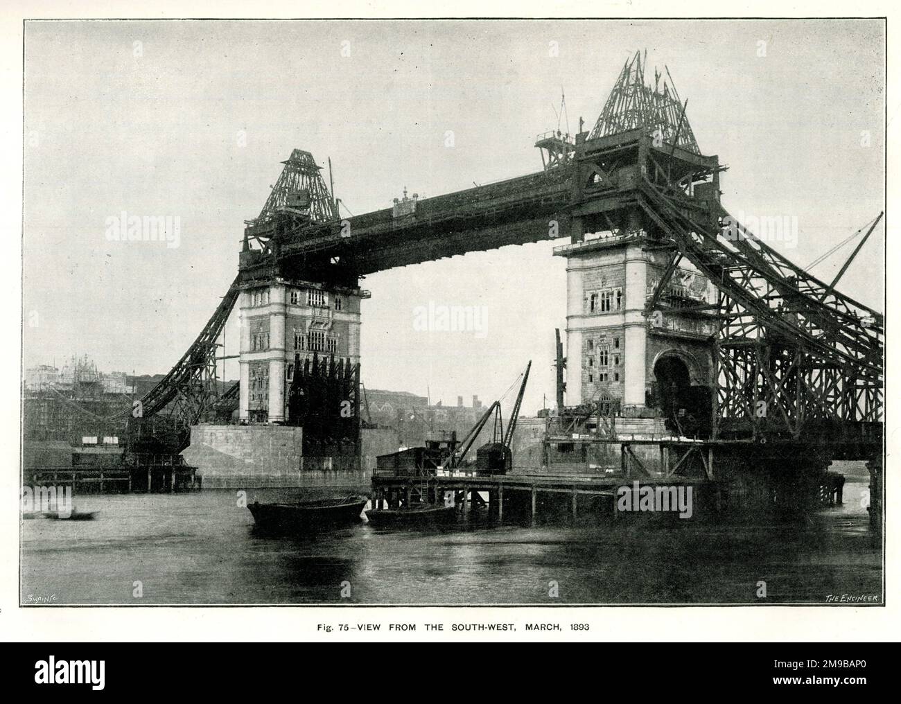 Tower Bridge from the south west, March 1893 Stock Photo - Alamy