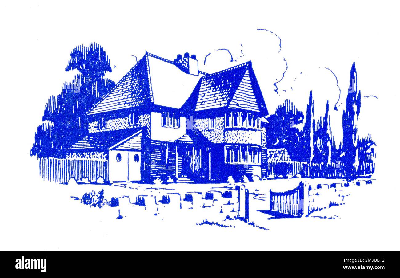 Detached house - 1950s printer's block Stock Photo - Alamy