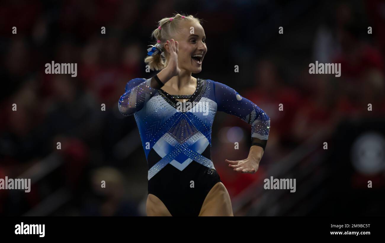 Brigham Young gymnast Rebekah Ripley performs her floor routine during ...