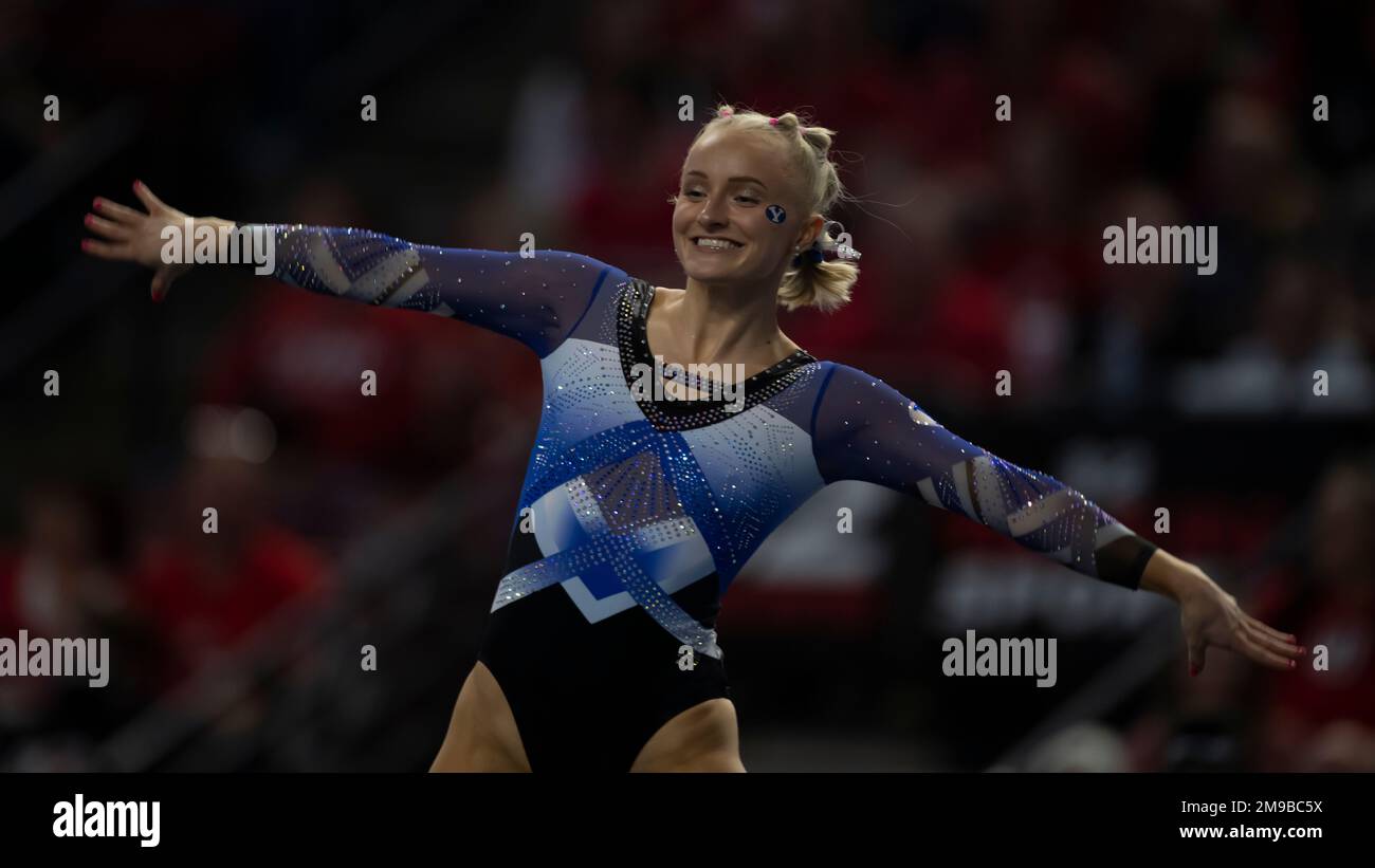Brigham Young gymnast Rebekah Ripley performs her floor routine during ...
