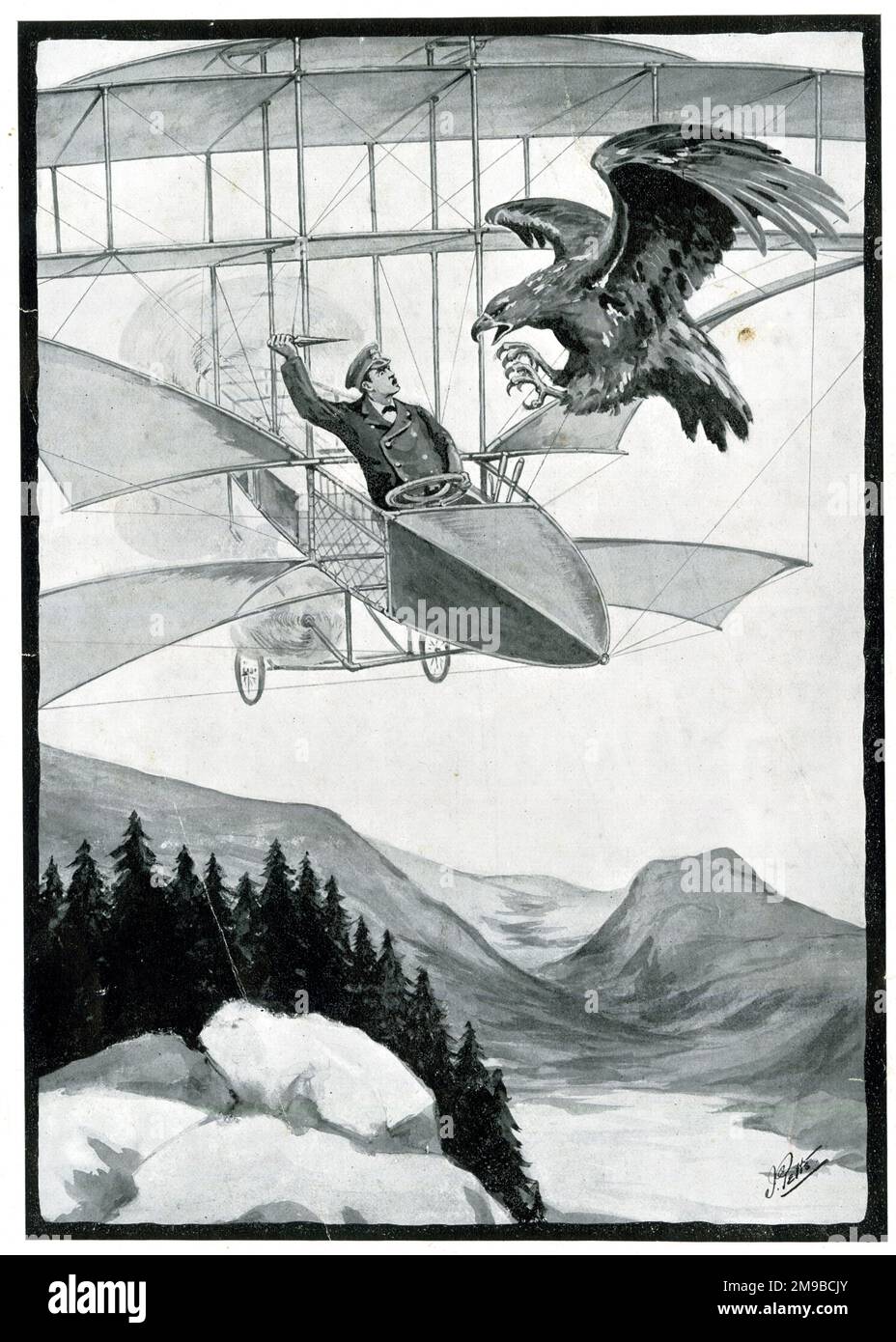 A Conflict of the Future, pilot versus eagle Stock Photo - Alamy