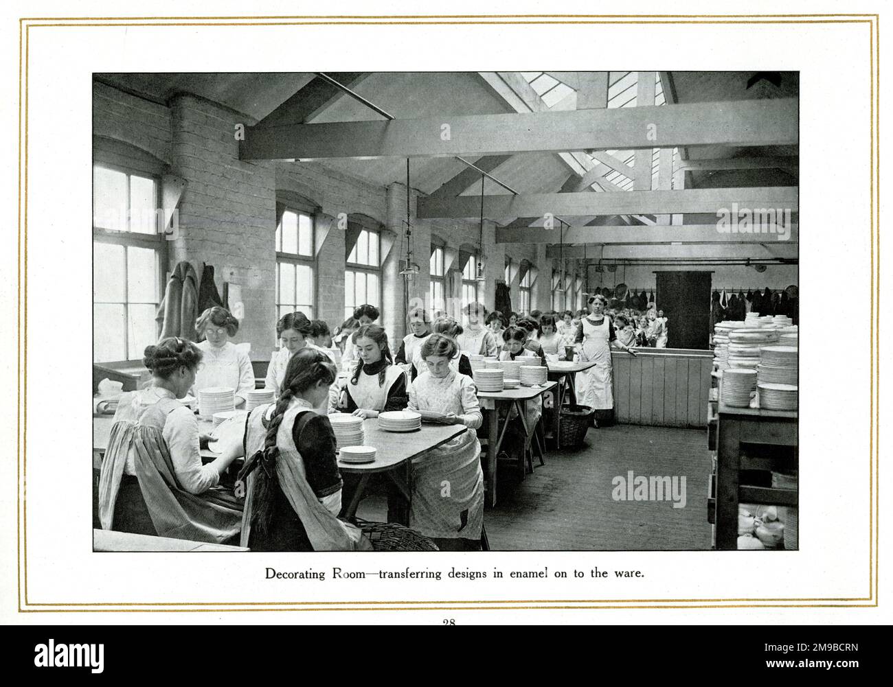 Decorating Room, transferring designs in enamel onto the ware Stock ...