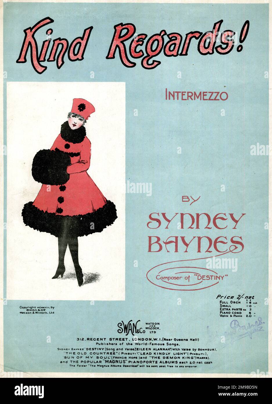 Music cover, Kind Regards! Intermezzo by Synney Baynes Stock Photo - Alamy