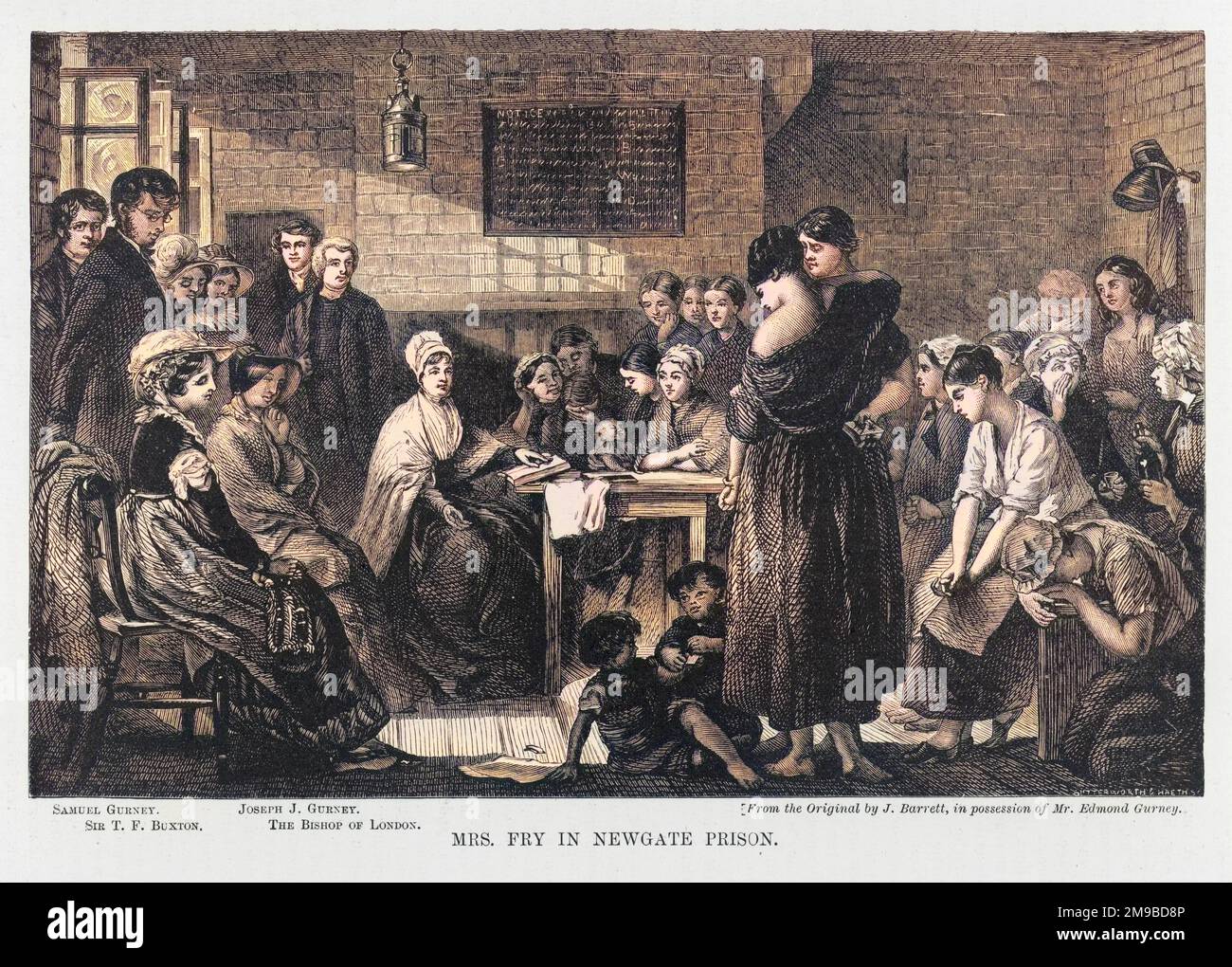 Elizabeth Fry (1780 - 1845), prison reformer, at Newgate prison Stock ...