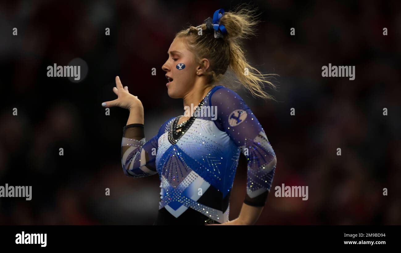 Brigham Young gymnast Heidi Schooley performs her floor routine during ...