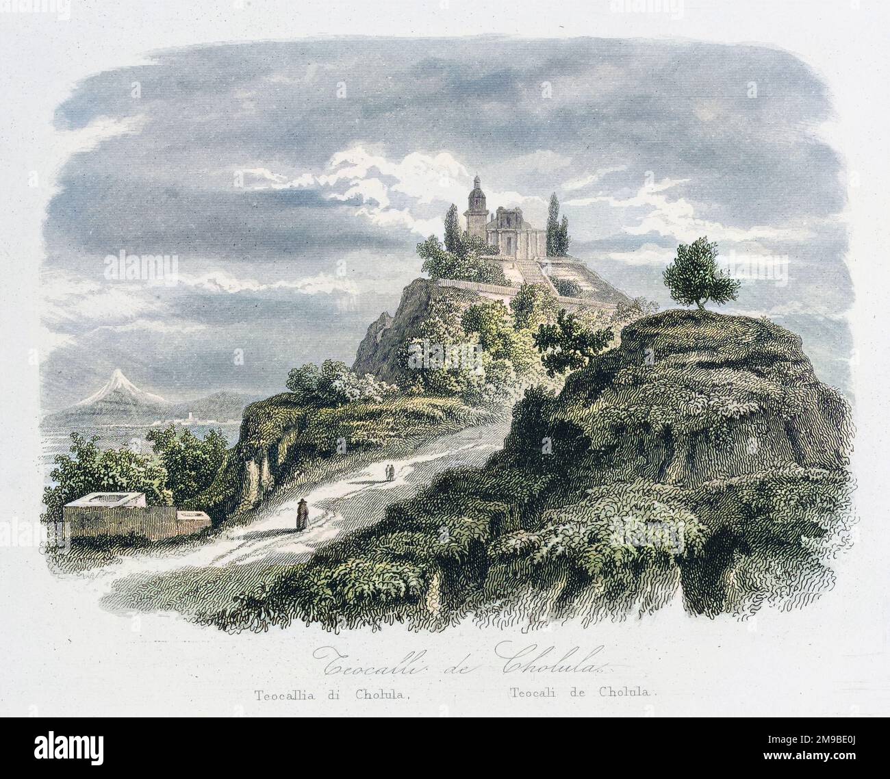 A view of the Cerro de los Remedios (Hill of the Remedies) in Cholula ...