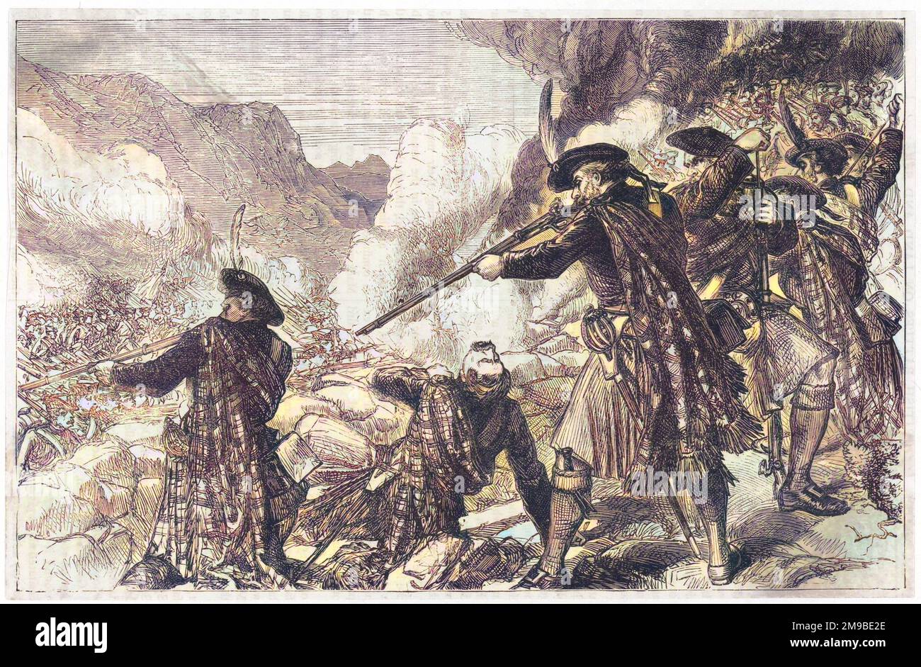 Scottish Jacobites are attacked by Royalists at the Battle of Glenshiel ...