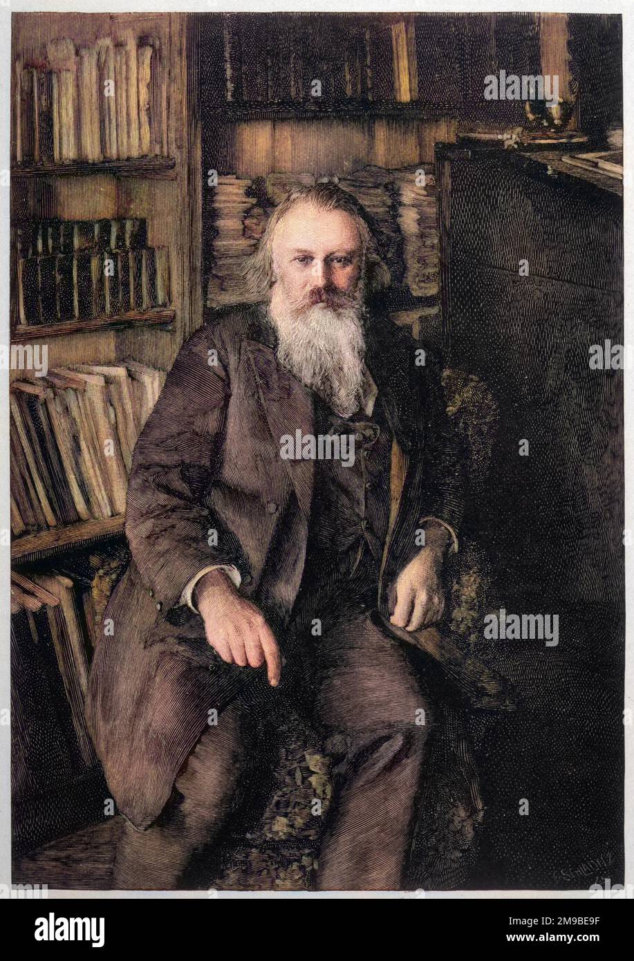 Johannes Brahms (1833 - 1897), German composer and musician, seen here ...