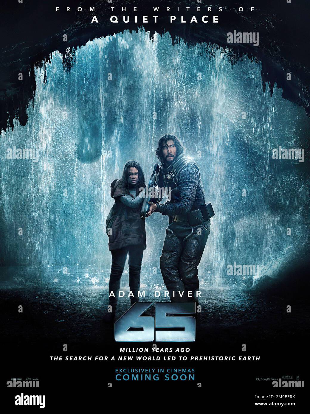 65, British advance poster, from left: Ariana Greenblatt, Adam Driver ...