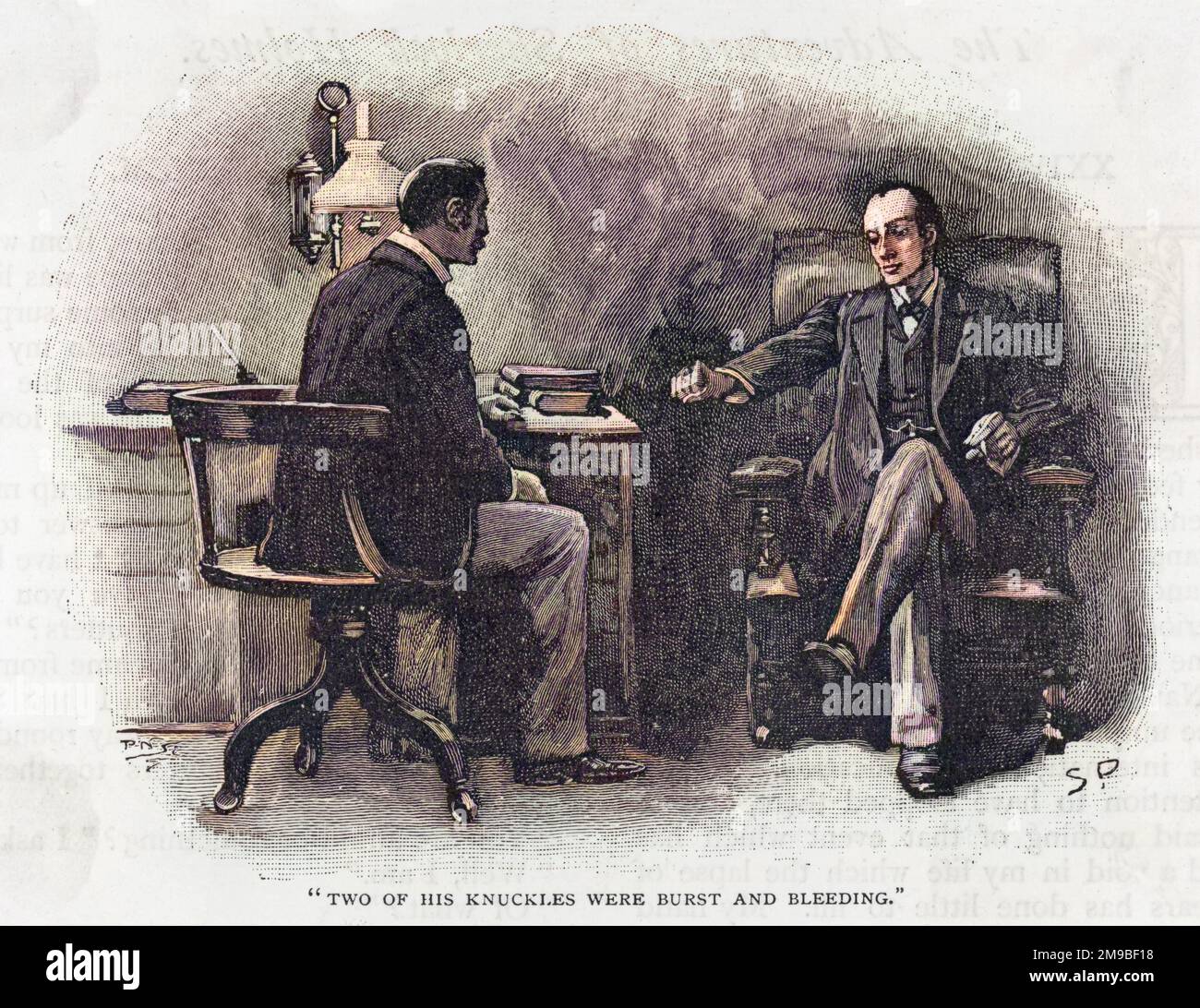 THE FINAL PROBLEM Holmes shows Watson his bleeding knuckles, incurred ...