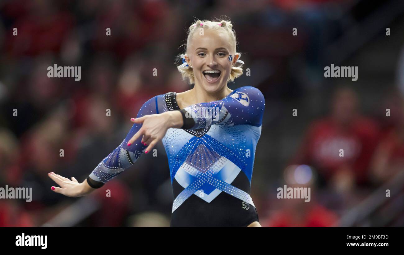 Brigham Young gymnast Rebekah Ripley performs her floor routine during ...